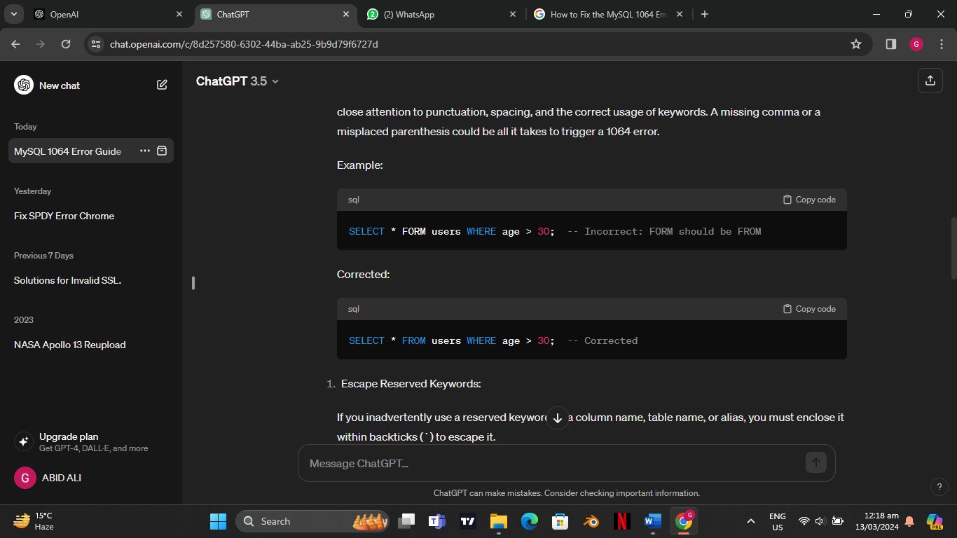 How to Fix the MySQL 1064 Error | Host4Geeks LLC