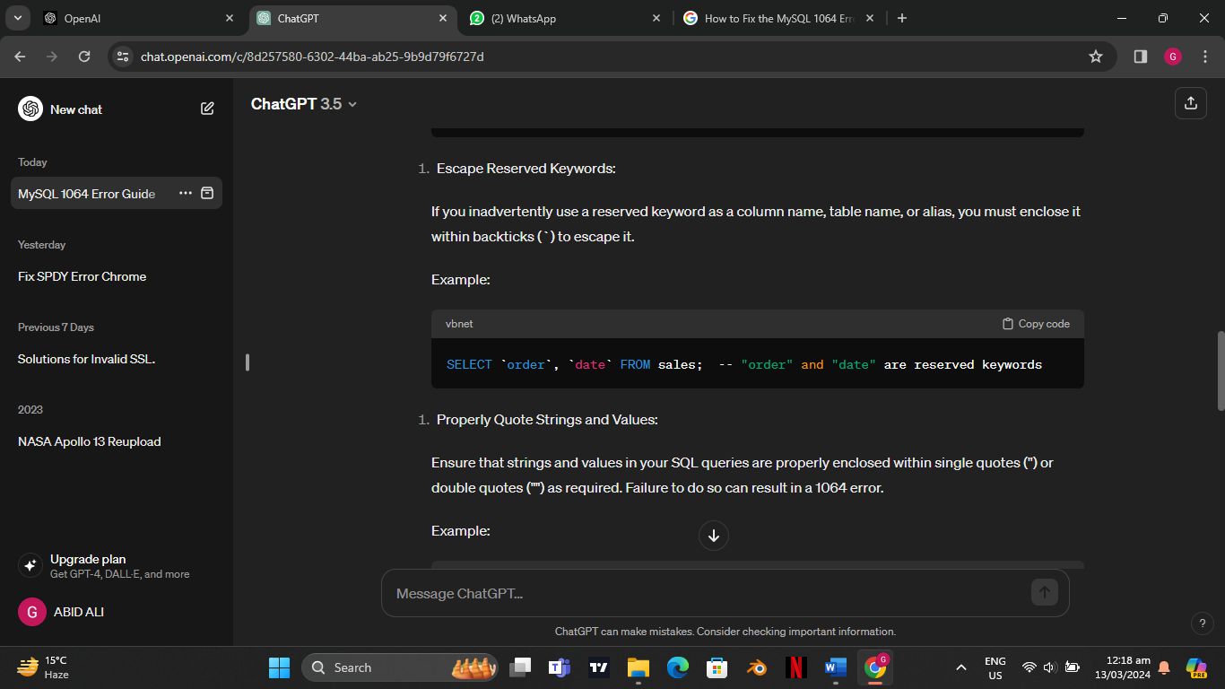 How to Fix the MySQL 1064 Error | Host4Geeks LLC