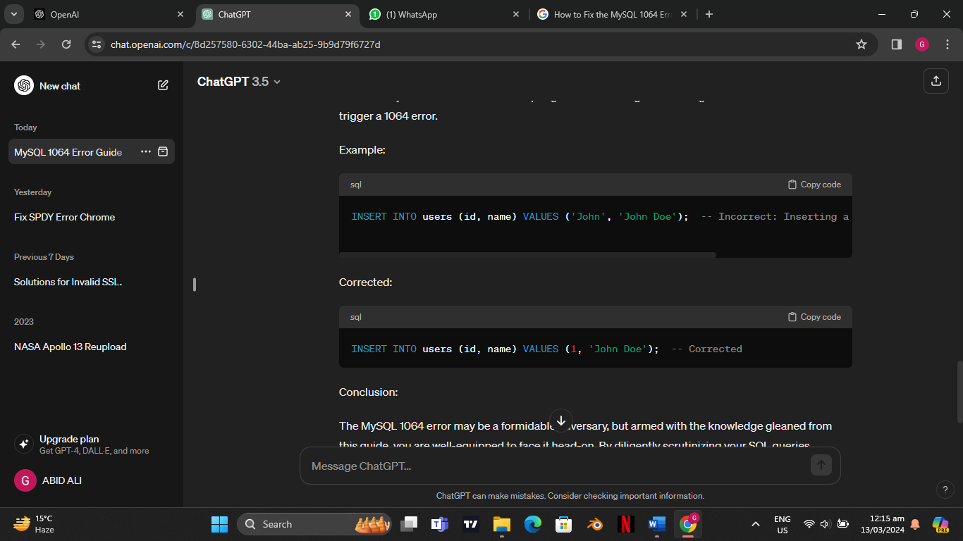 How to Fix the MySQL 1064 Error | Host4Geeks LLC