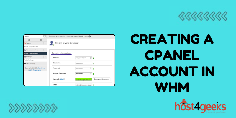 Creating a cPanel Account in WHM | Host4Geeks LLC